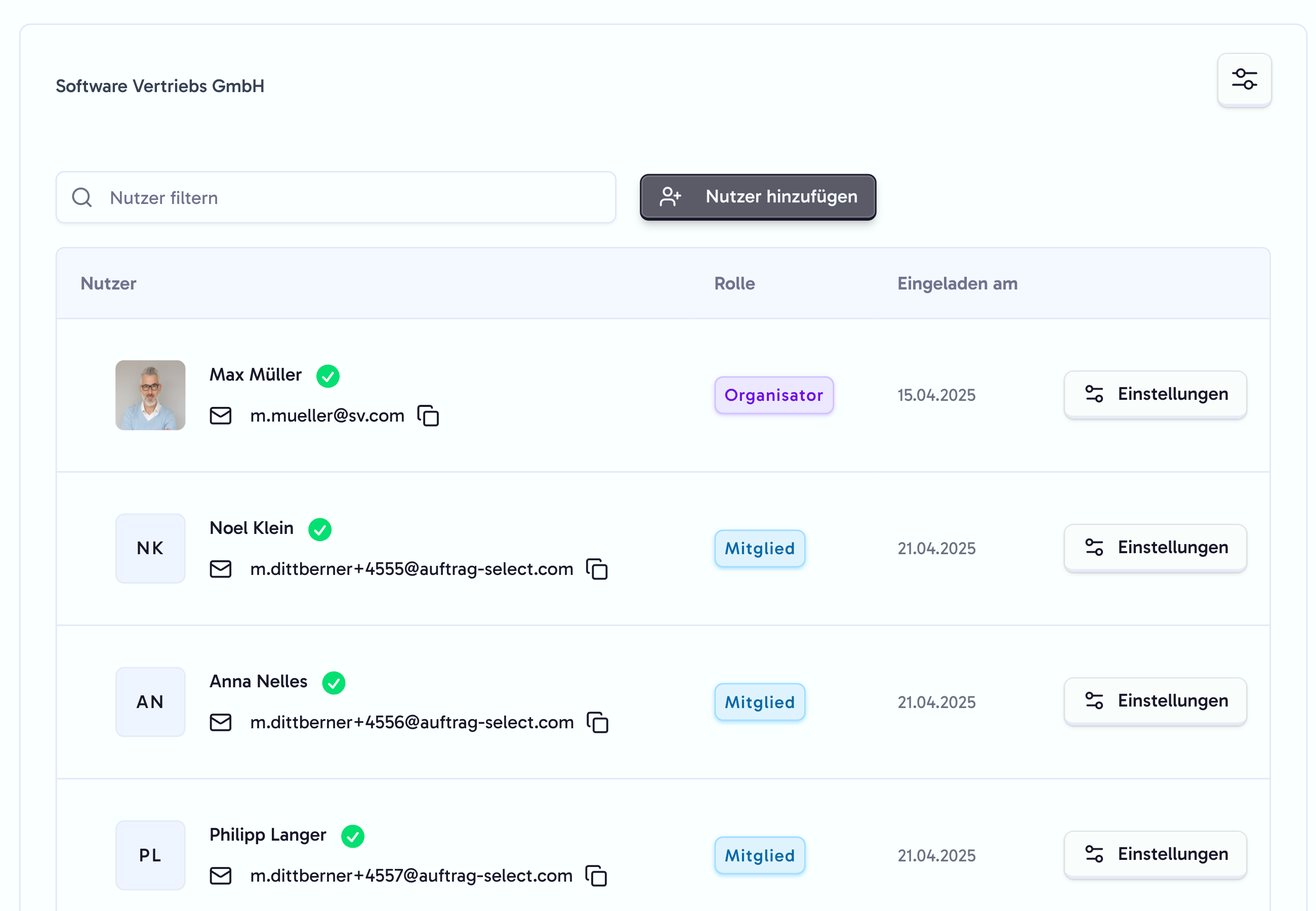 Feature: User management | AuftragSelect Features - Auftrag Select